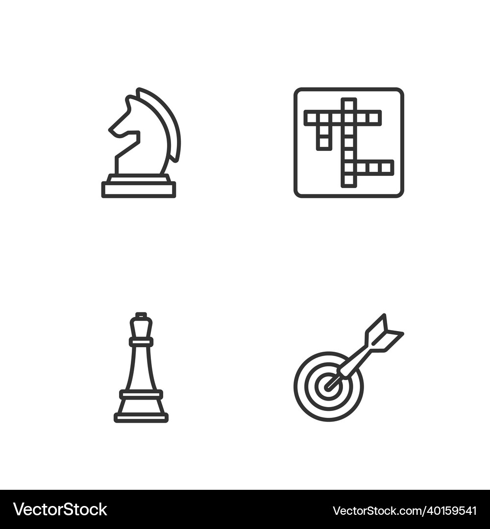 Set line classic dart board and arrow chess Vector Image