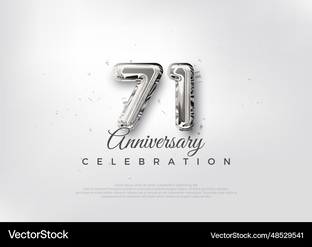 Silver balloon number premium 71st anniversary Vector Image