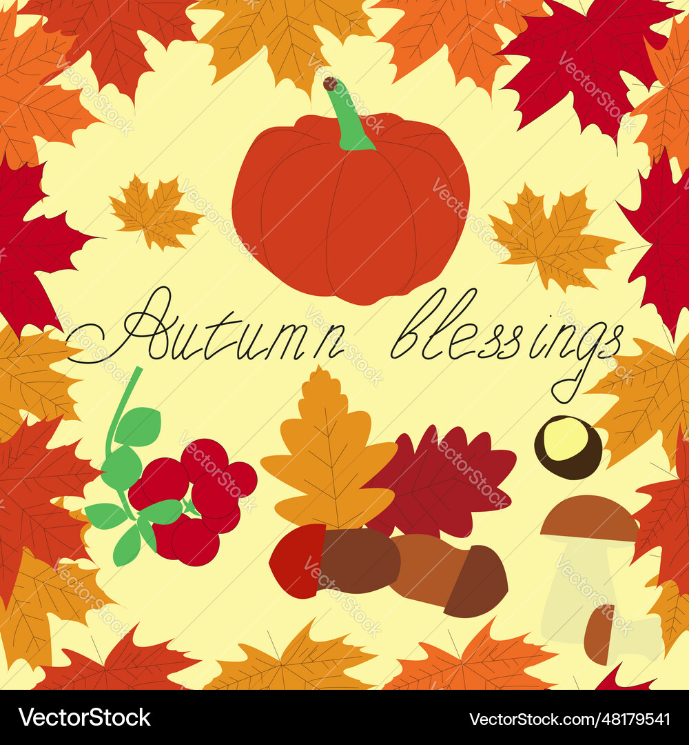 Thanksgiving lettering - autumn blessings Vector Image