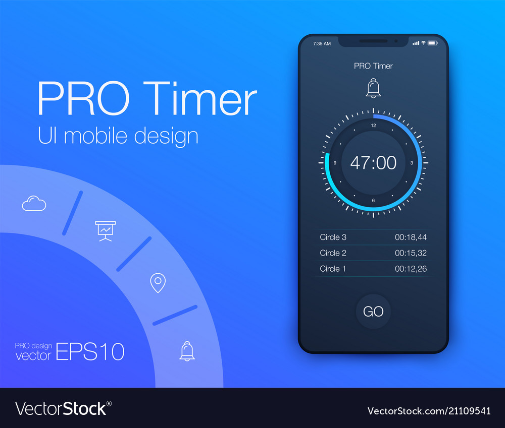 Timer application ui design concept Royalty Free Vector