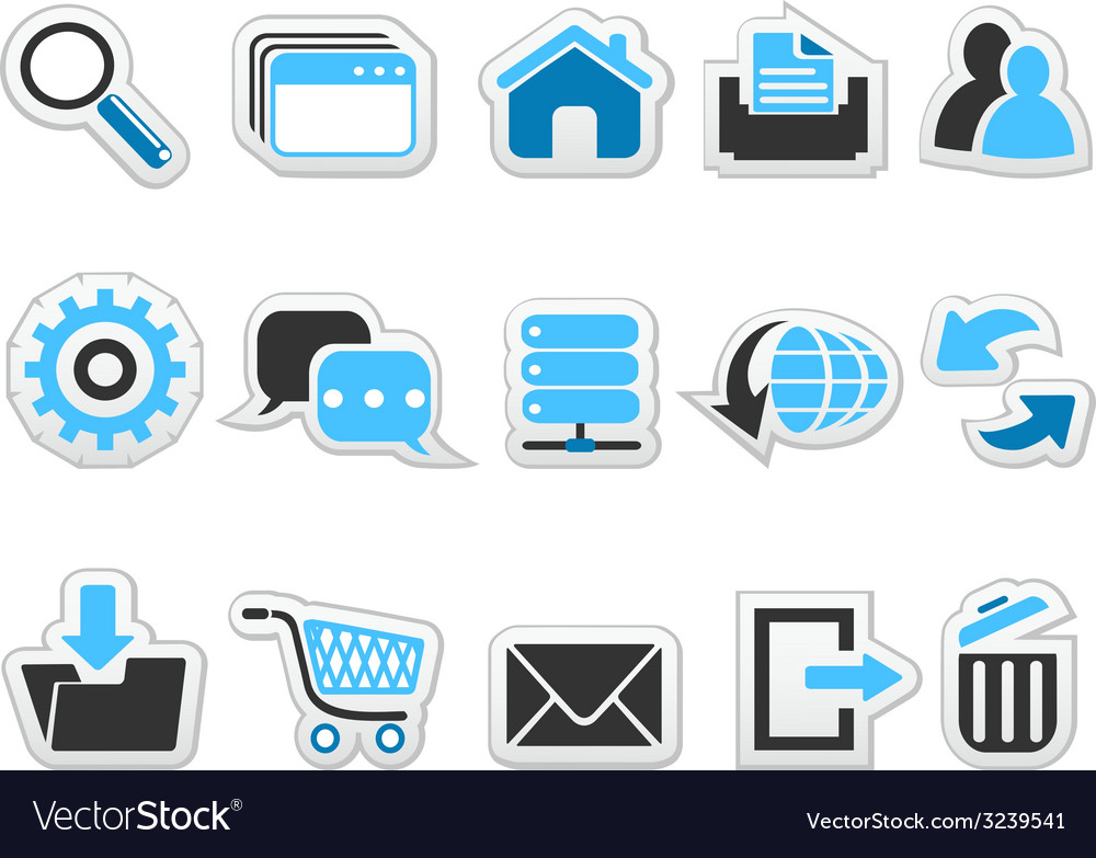Web internet button icons set Royalty Free Vector Image
