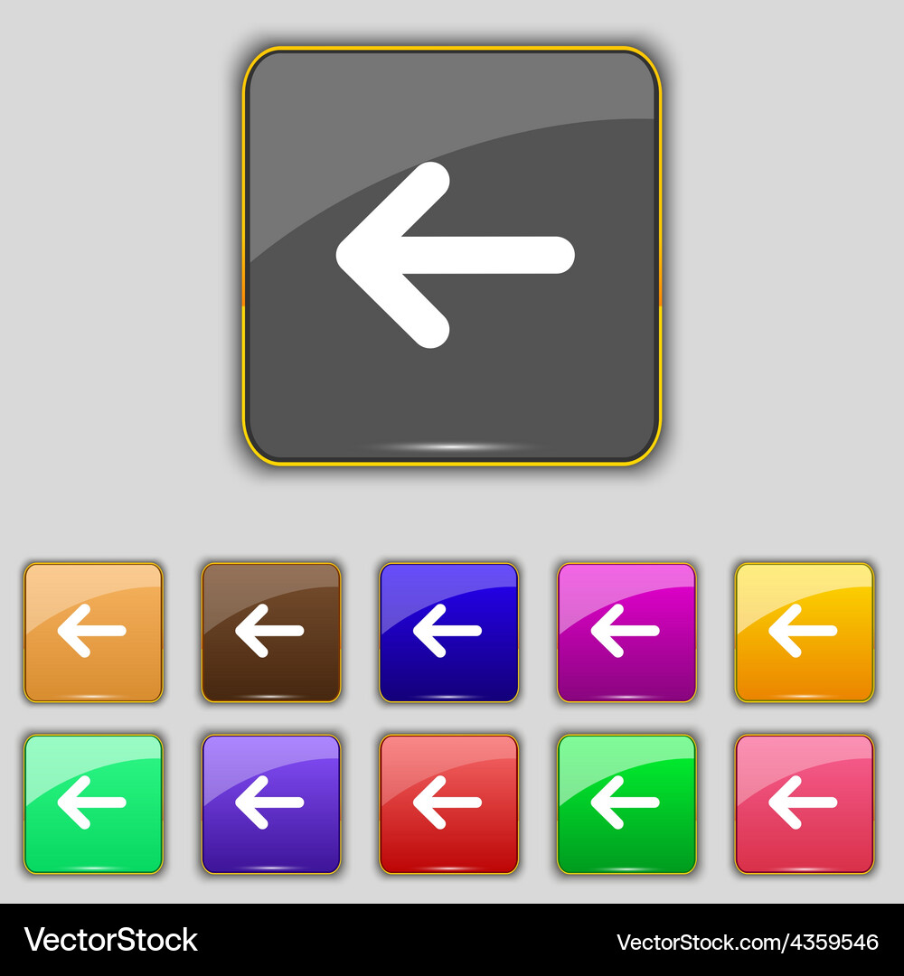 Arrow left way out icon sign set with eleven Vector Image