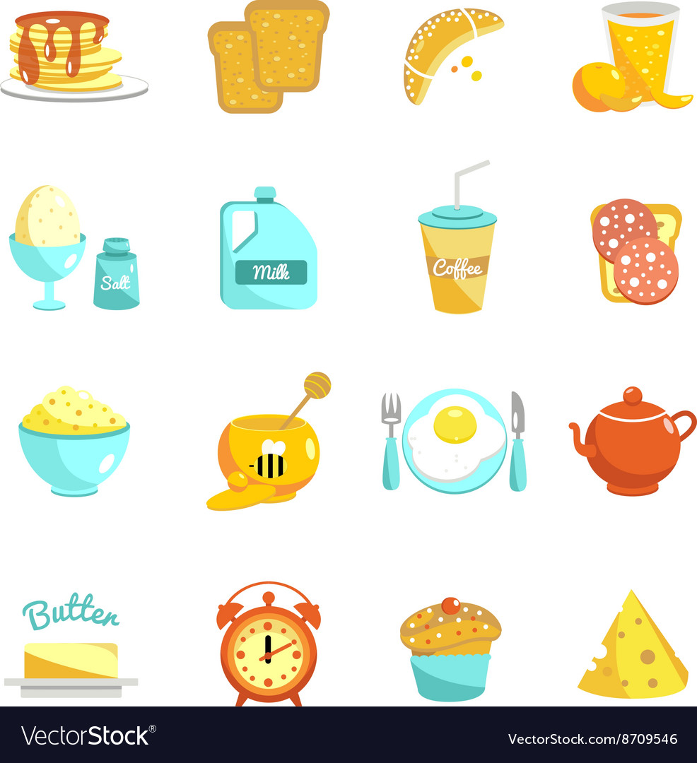 Breakfast icon set Royalty Free Vector Image - VectorStock