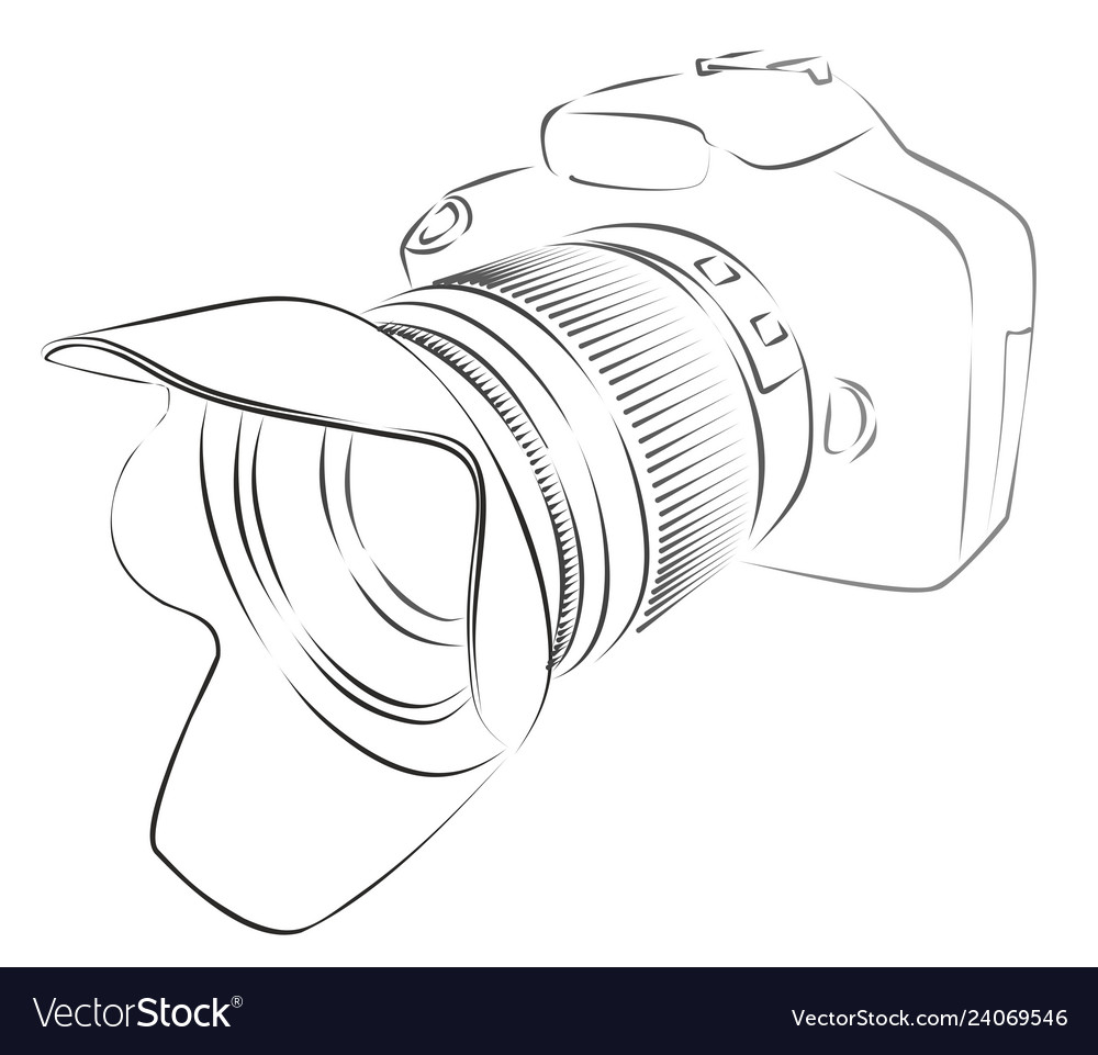 Camera sketch Royalty Free Vector Image - VectorStock