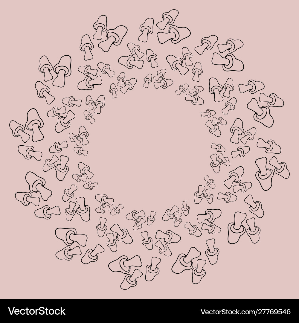 Doodle wreaths icon mushroom frame for design Vector Image