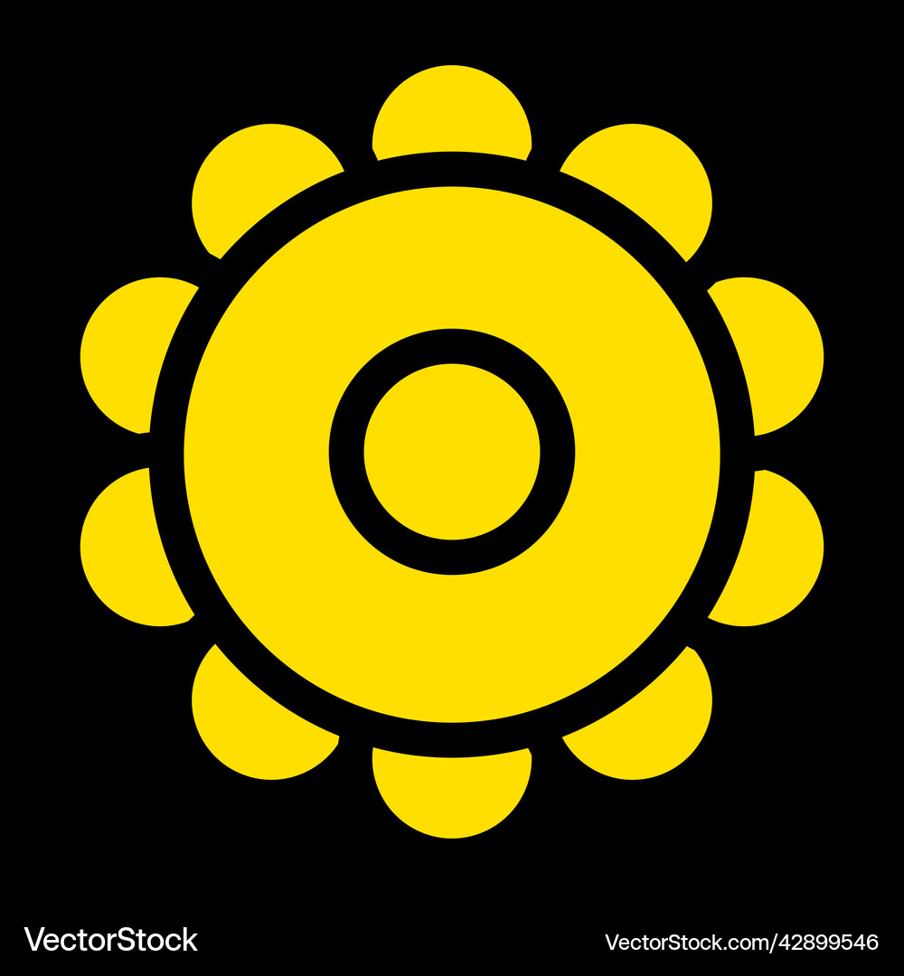 Golden single isolated flat flower on black Vector Image