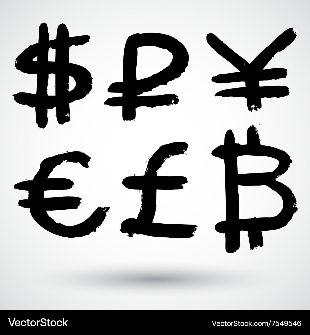 Grunge currencies symbols Royalty Free Vector Image
