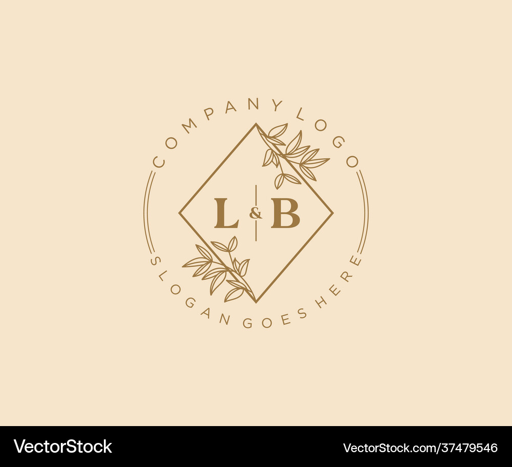 Initial lb letters beautiful floral feminine Vector Image