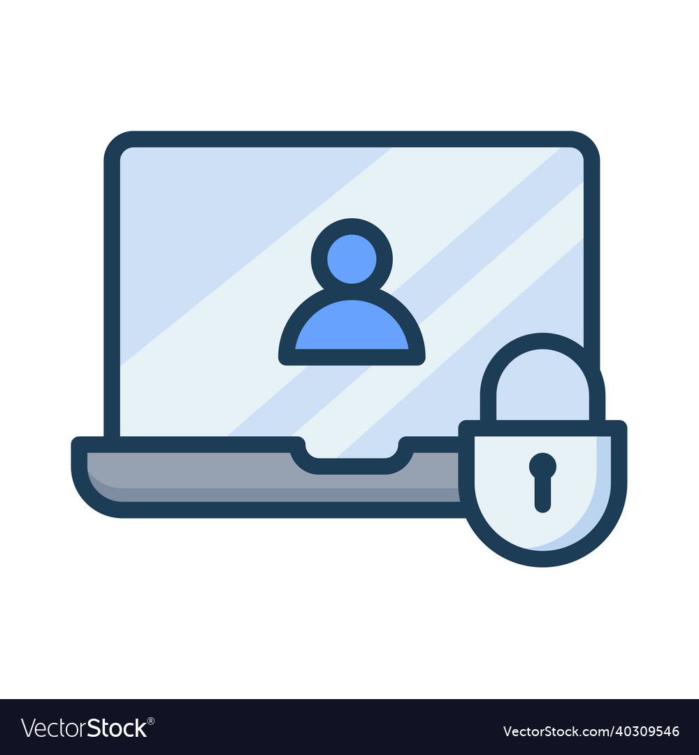 Laptop security user data protection single Vector Image