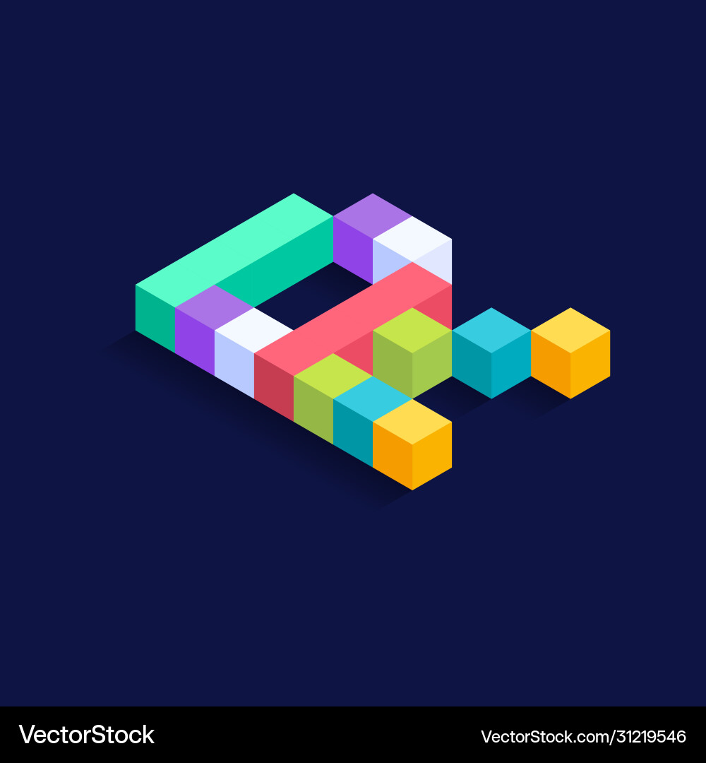 Letter r isometric colorful cubes 3d design Vector Image