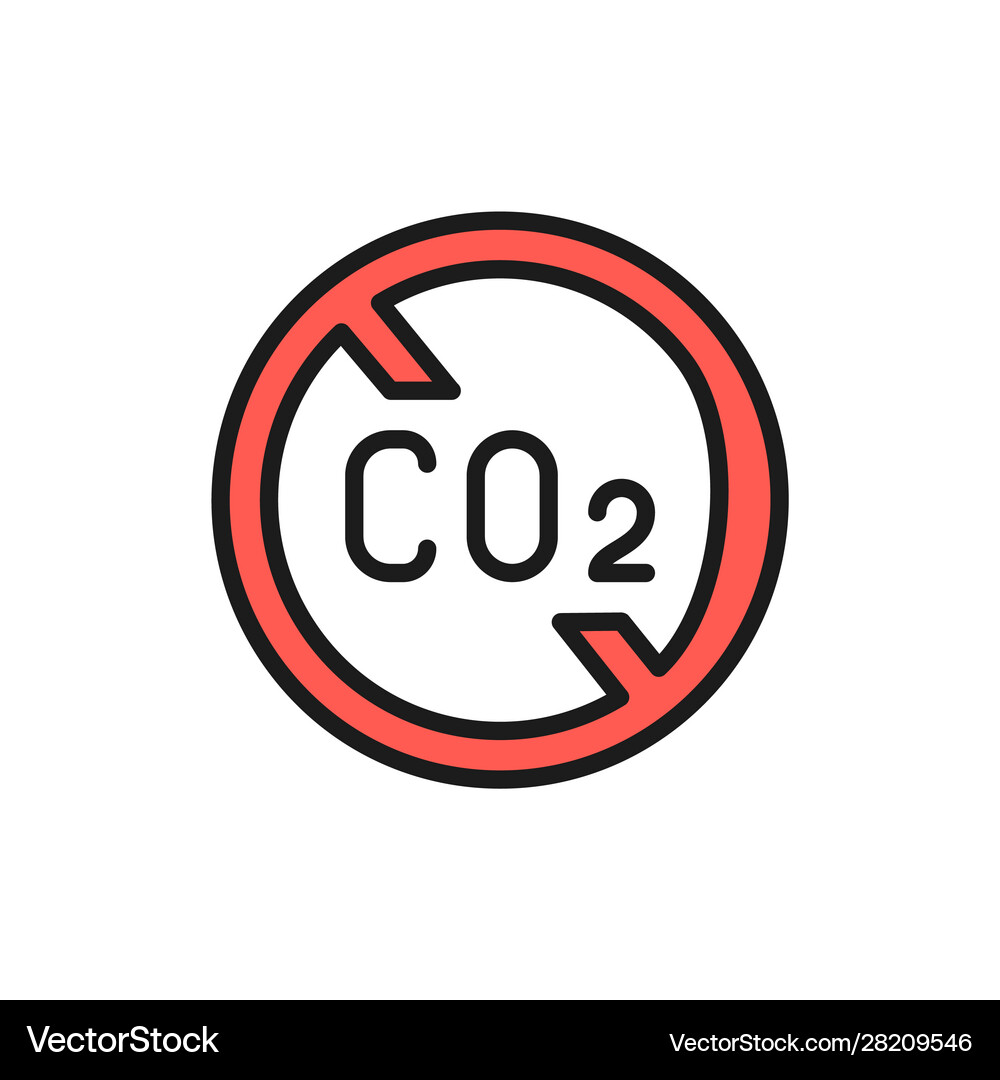 No carbon emissions co2 sign flat color Royalty Free Vector
