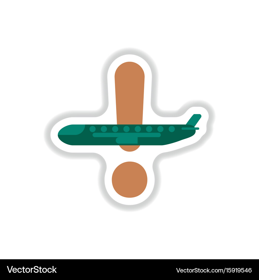 Paper sticker on white background airplane Vector Image