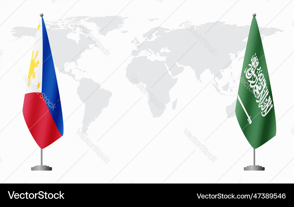 Philippines and saudi arabia flags for official Vector Image