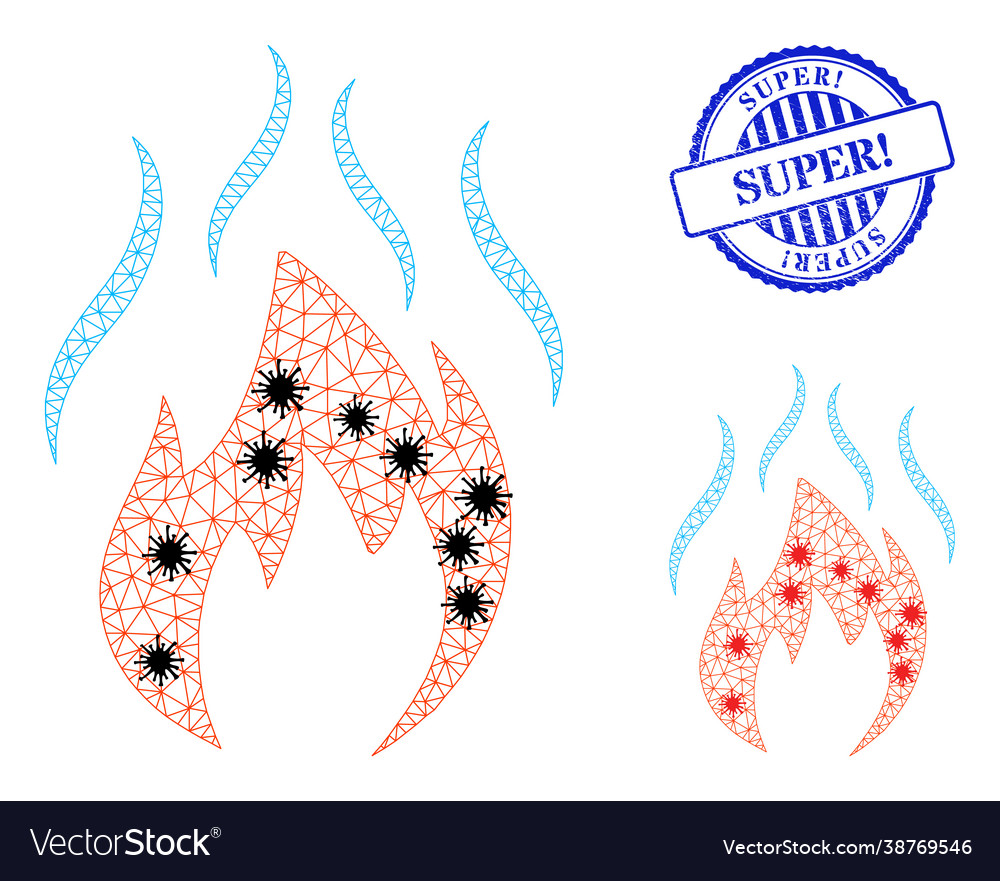 Polygonal mesh fire with smoke pictograms Vector Image Polygonal mesh fire with smoke pictograms Vector Image