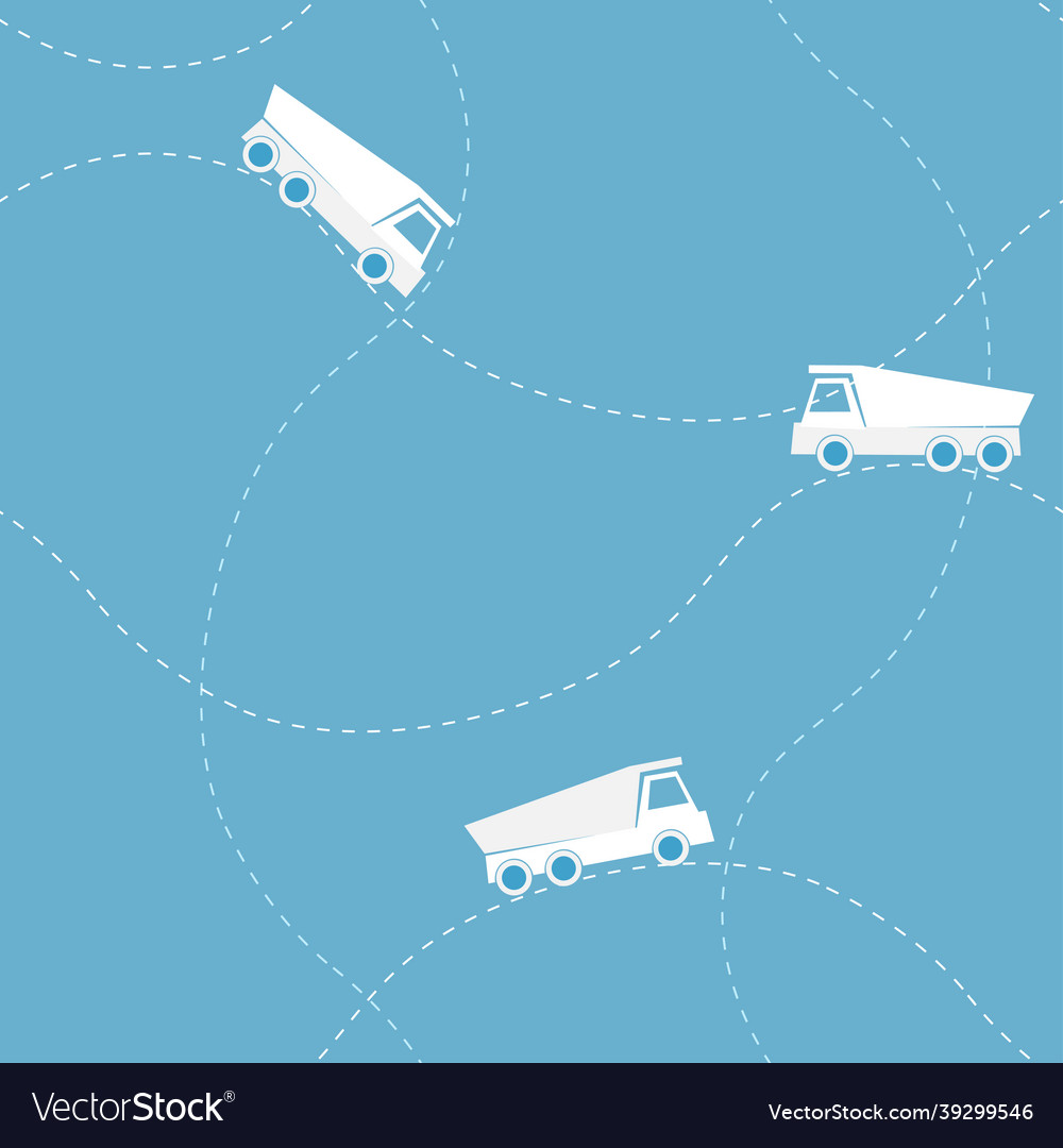 Seamless flat pattern with dump truck Royalty Free Vector