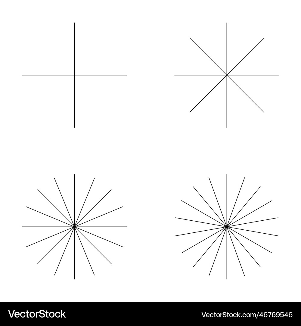 Set of converging radiating lines burst icon Vector Image