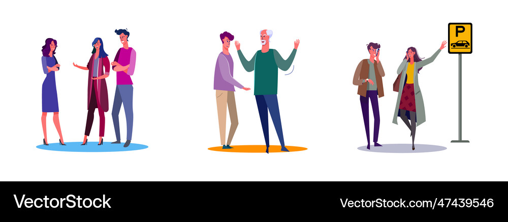 Set of people disputing and arguing Royalty Free Vector