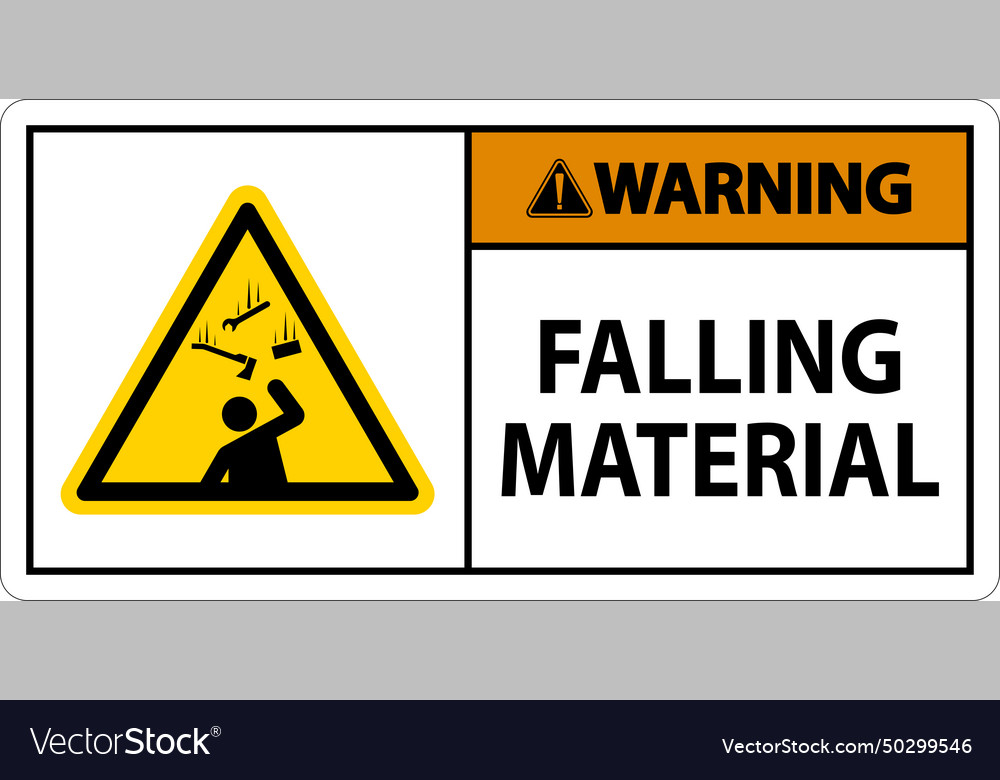 Warning sign falling material Royalty Free Vector Image