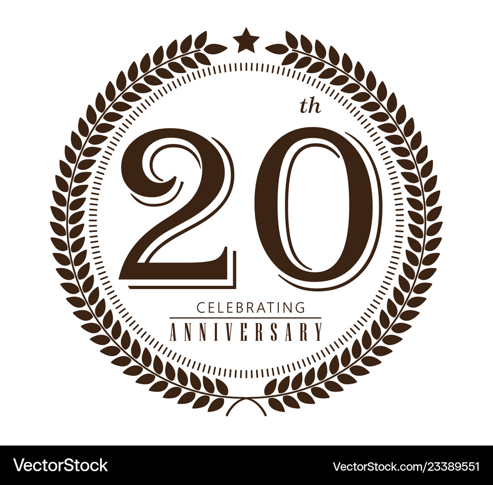 20th anniversary celebrating logo on white Vector Image