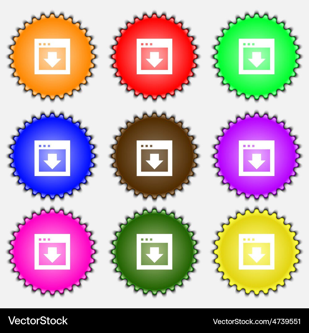 Arrow down download load backup icon sign a set Vector Image