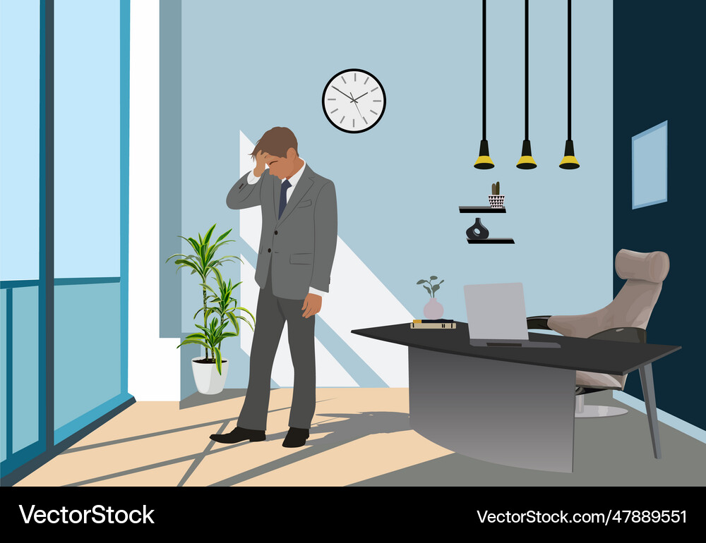 Business man in modern office thinking Royalty Free Vector