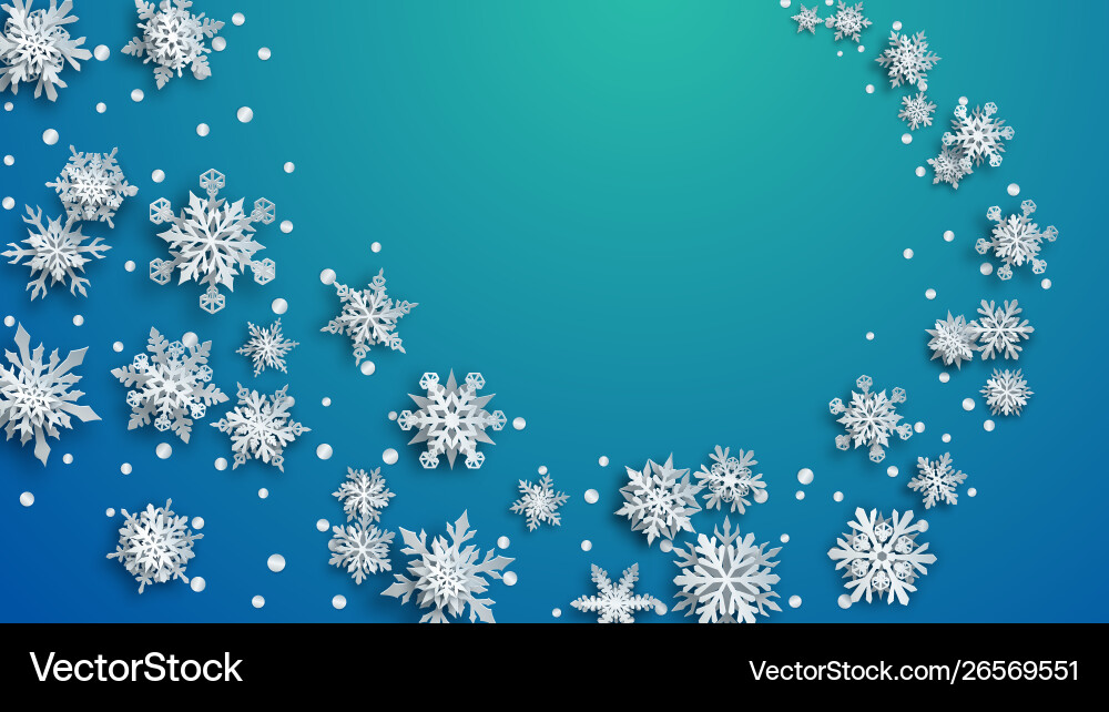 Christmas background with paper snowflakes Vector Image