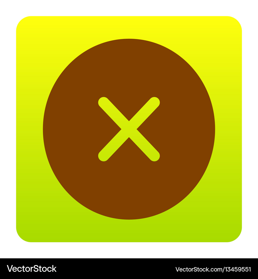 Cross sign brown icon at Royalty Free Vector Image