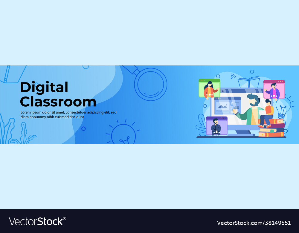 Digital classroom web banner designstudent Vector Image