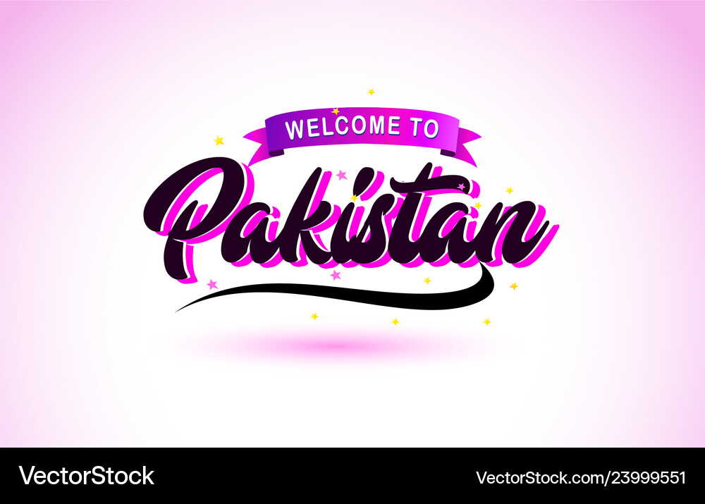 Pakistan welcome to creative text handwritten Vector Image