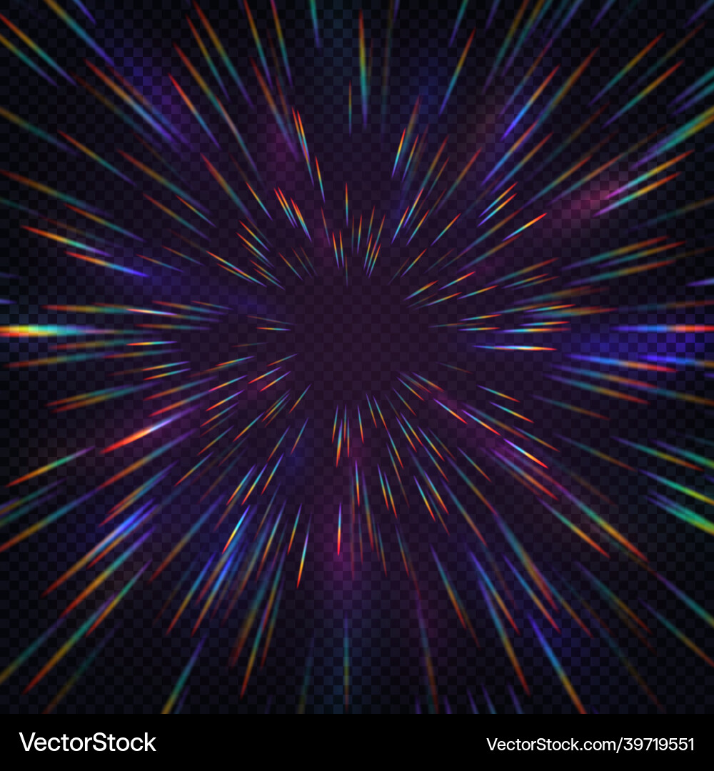 Rainbow halo rays isolated on dark transparent Vector Image