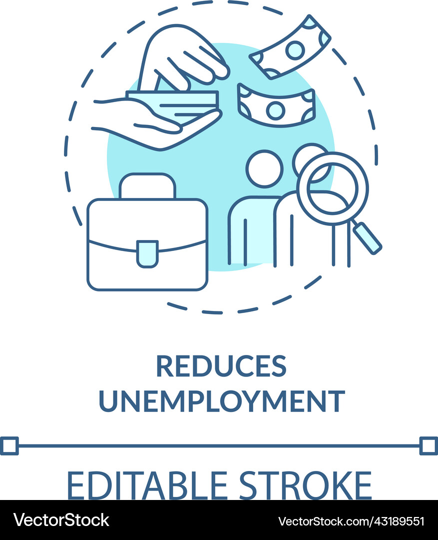 Reduces unemployment turquoise concept icon Vector Image