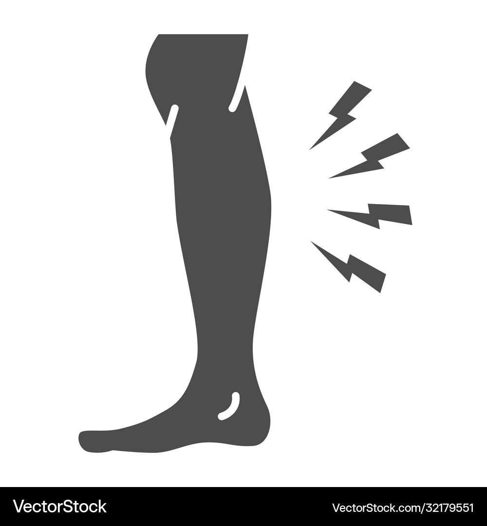 Shin hurts solid icon body pain concept Royalty Free Vector