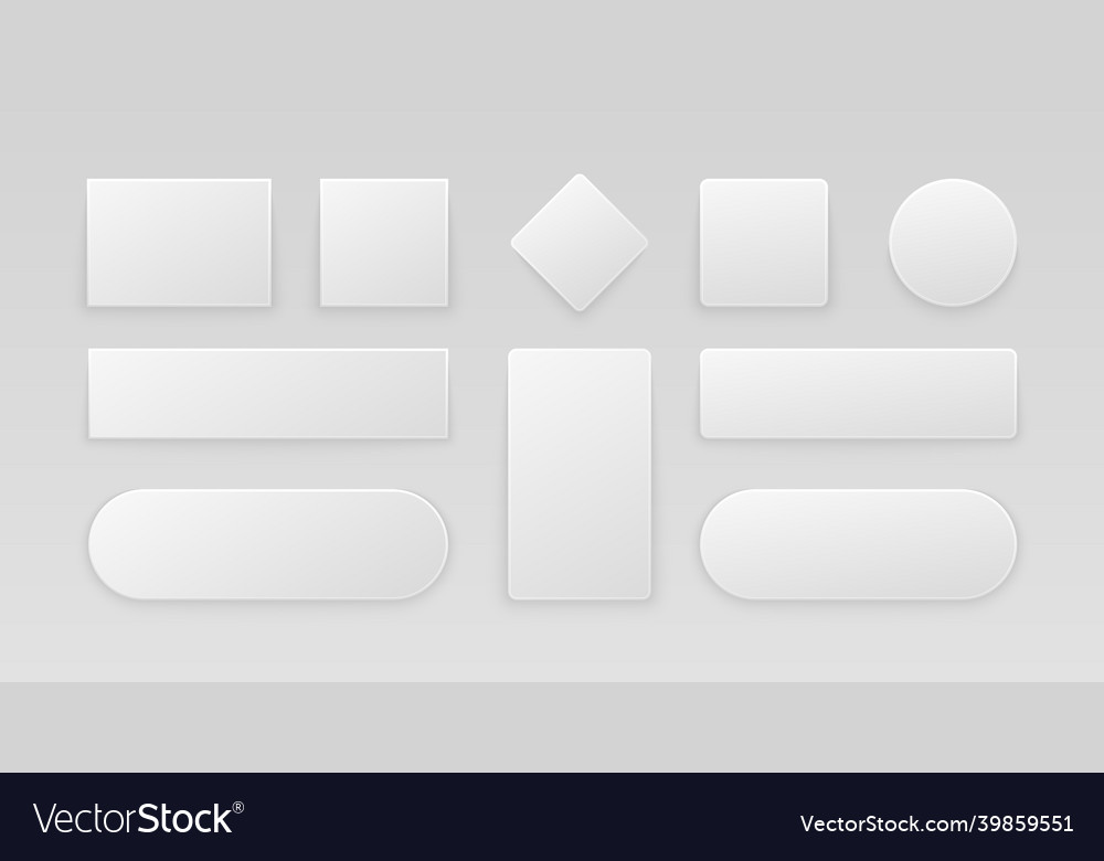 White glossy web buttons set of realistic 3d Vector Image