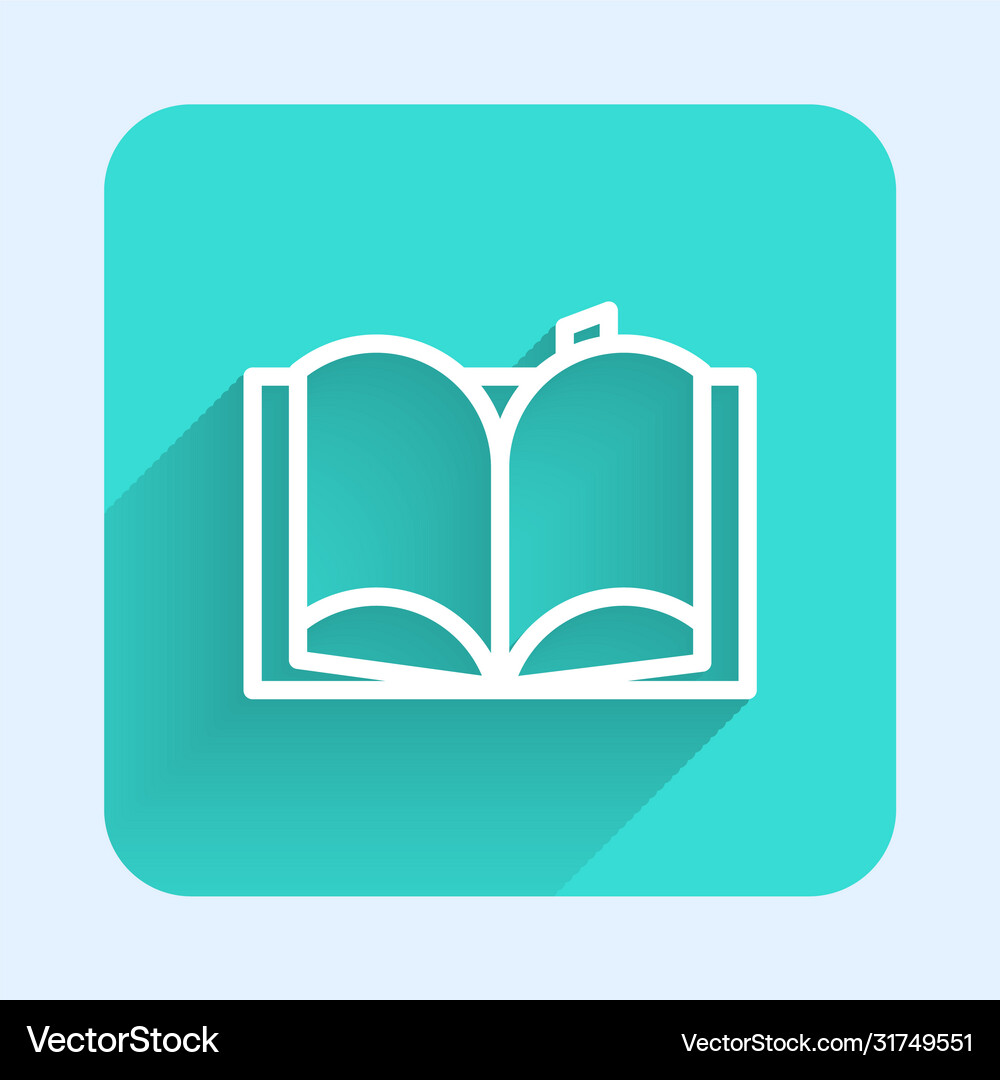 White line open book icon isolated with long Vector Image