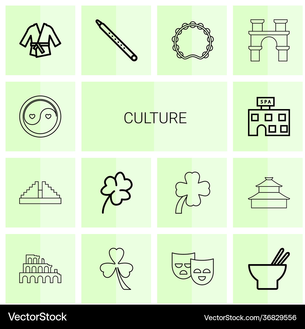 14 culture icons Royalty Free Vector Image - VectorStock