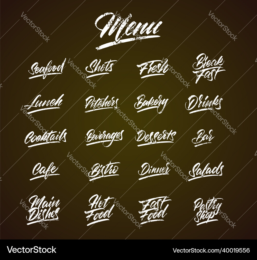Chalk lettering menu on black chalkboard ka idea Vector Image