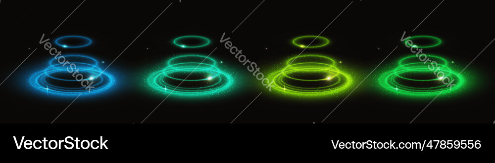 Circle neon light effect energy glow game portal Vector Image