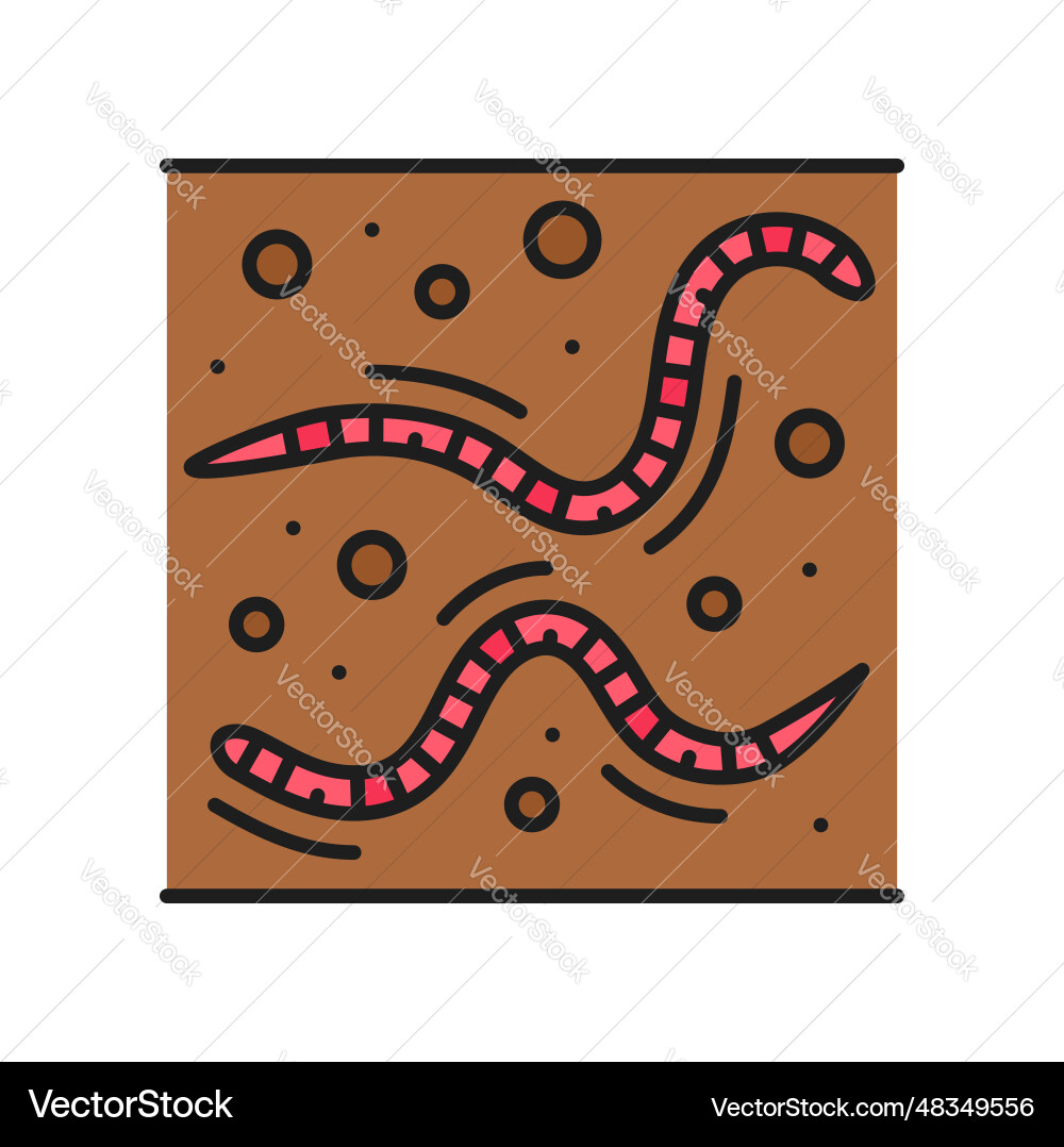 Earthworm soil composting agriculture line icon Vector Image