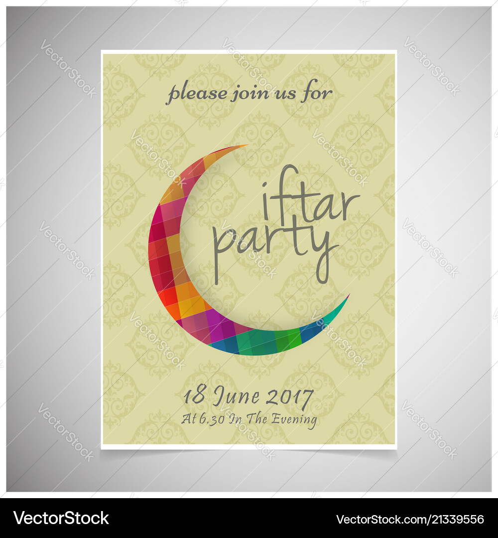 Elegant iftar party invitation card design Vector Image