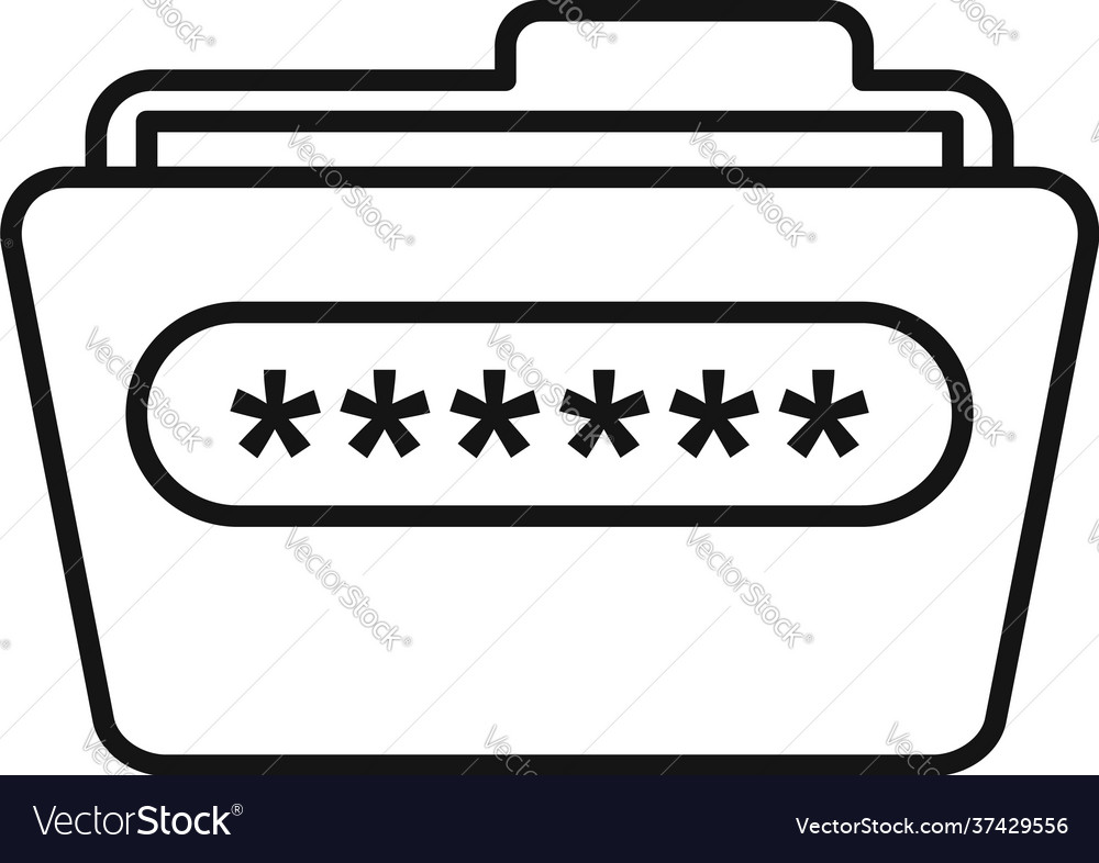 Folder access authentication icon outline style Vector Image