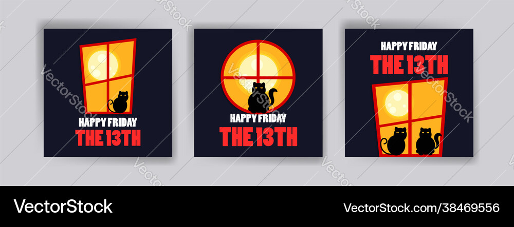 Friday 13th banner banner with cute cat Royalty Free Vector
