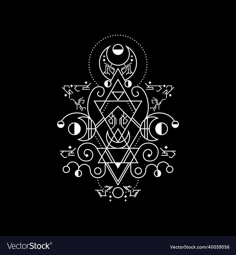 Geometrycal new script magic moon spell Royalty Free Vector