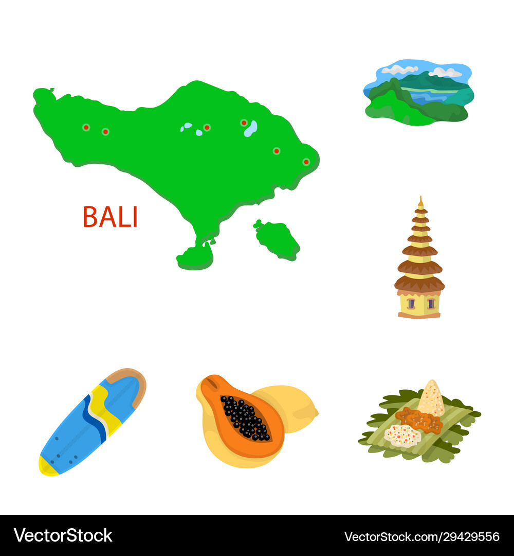 Isolated object bali and indonesia icon set Vector Image