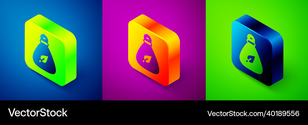 Isometric garbage bag icon isolated on blue Vector Image