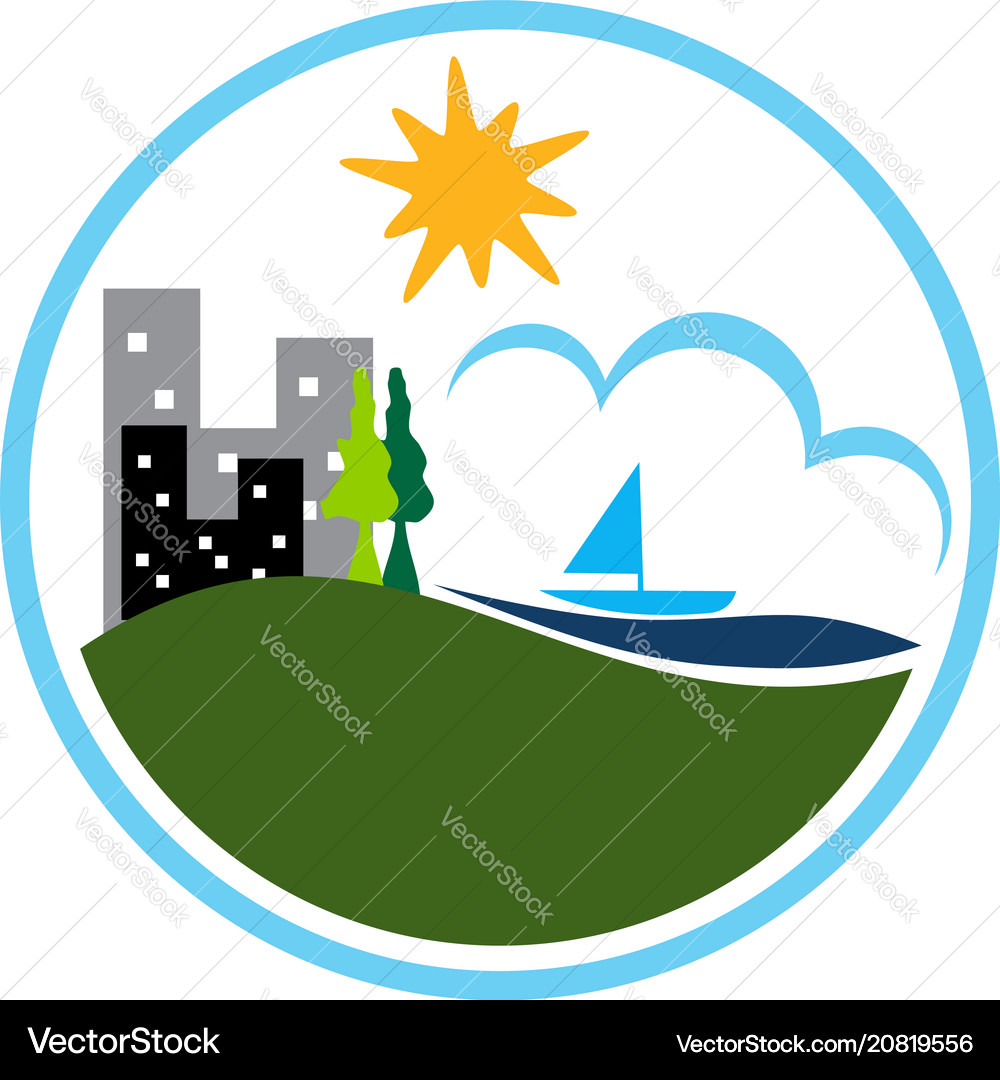 Landscape logo design template Royalty Free Vector Image