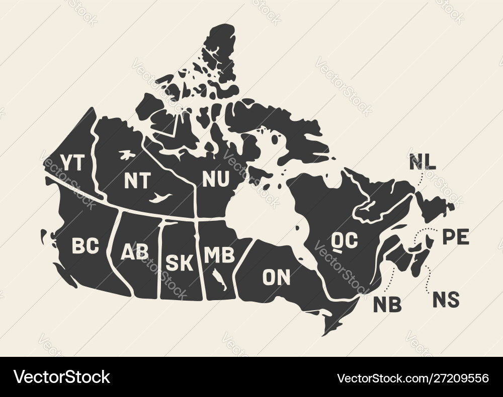 Map canada poster provinces Royalty Free Vector Image