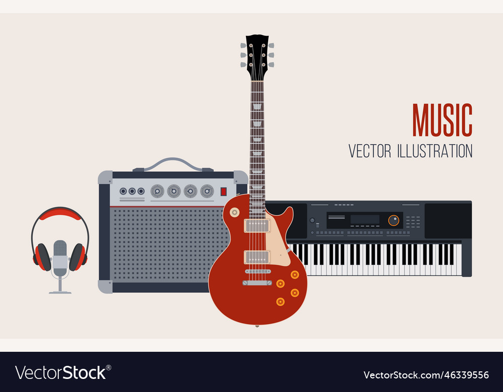 Music design poster with musical instruments Vector Image Music design poster with musical instruments Vector Image