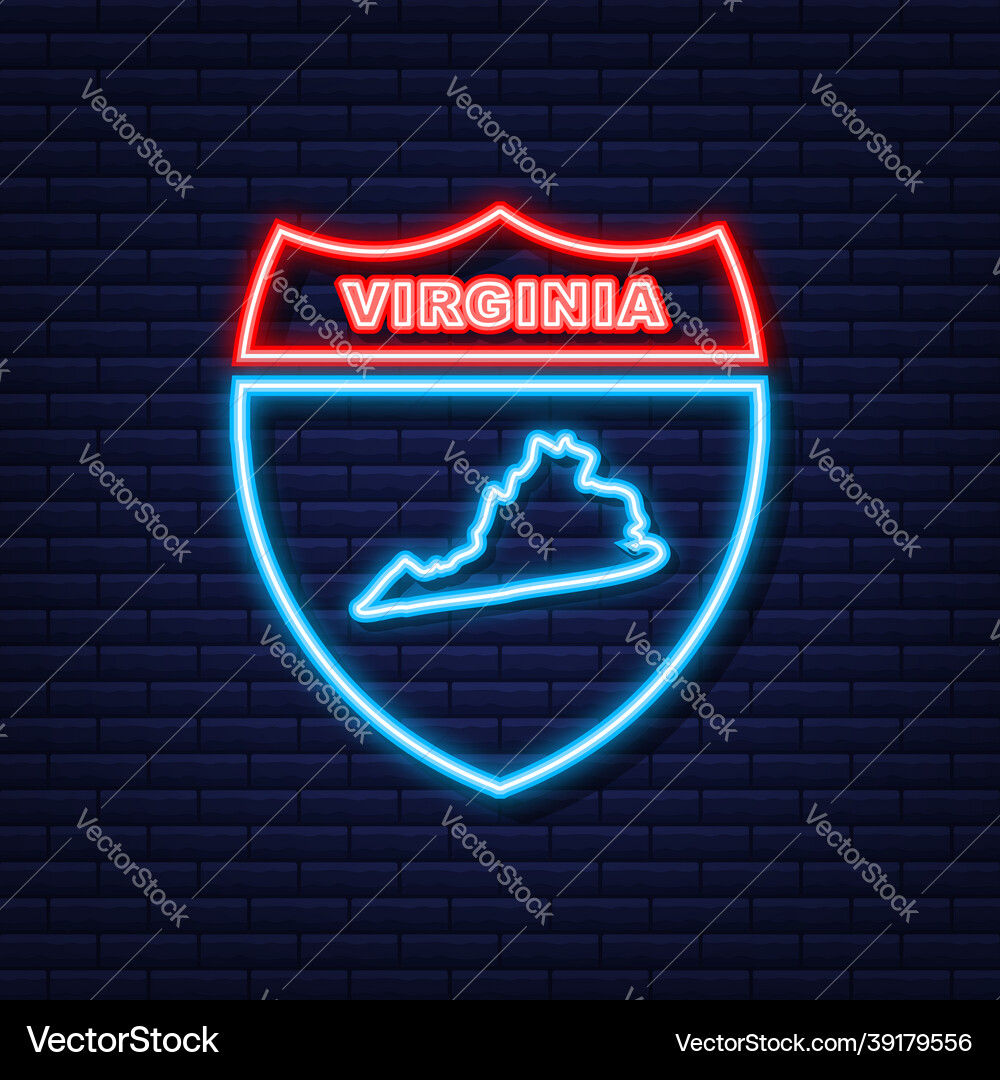 Neon icon map of the state virginia from Vector Image