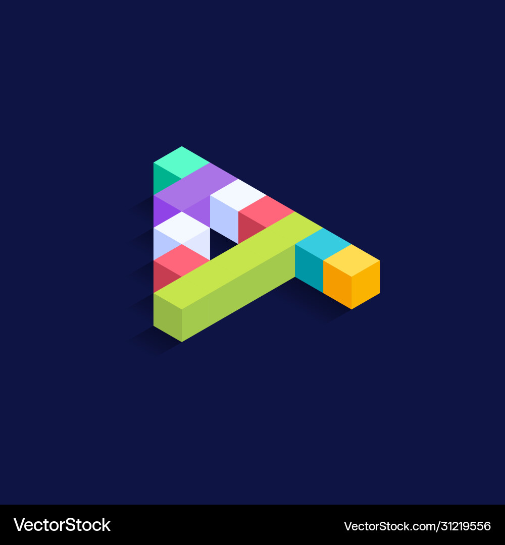 Number 4 isometric colorful cubes 3d design Vector Image