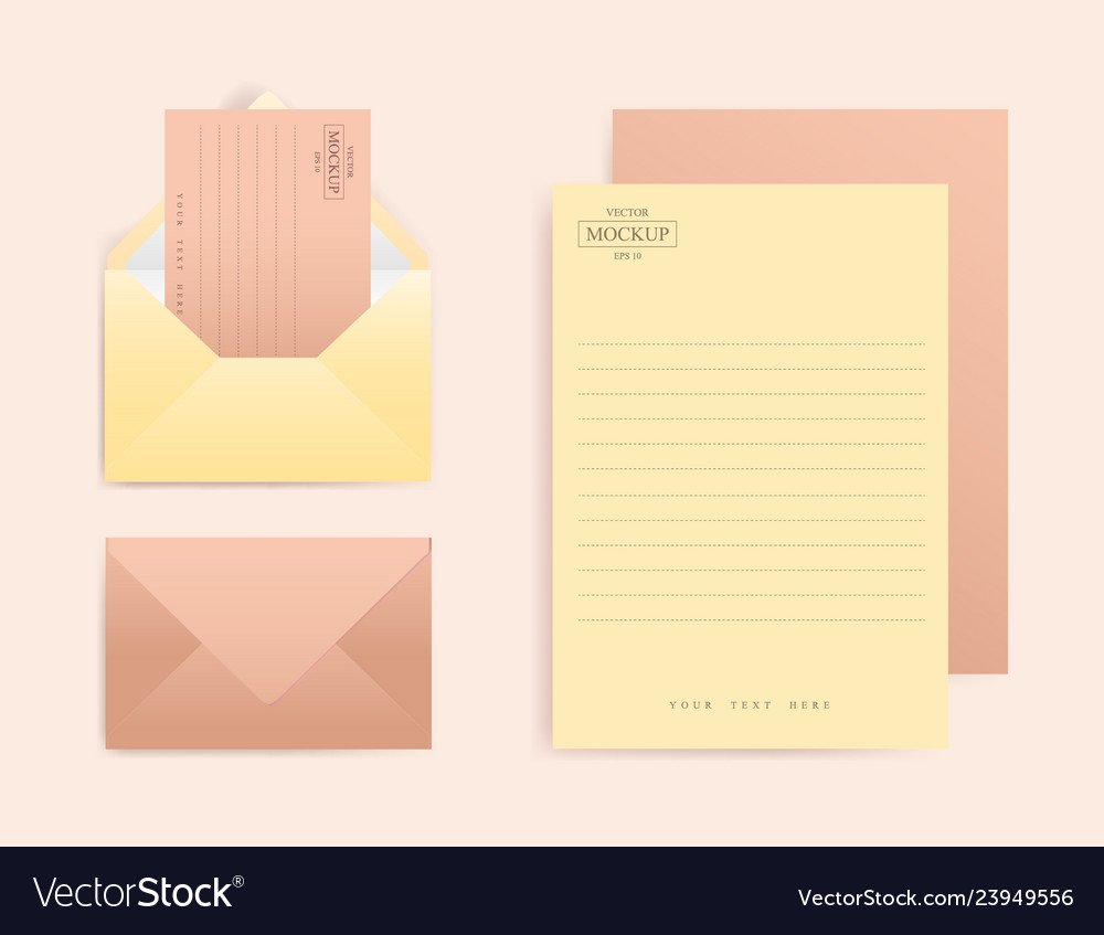 Set of realistic envelopes with a sheet paper Vector Image